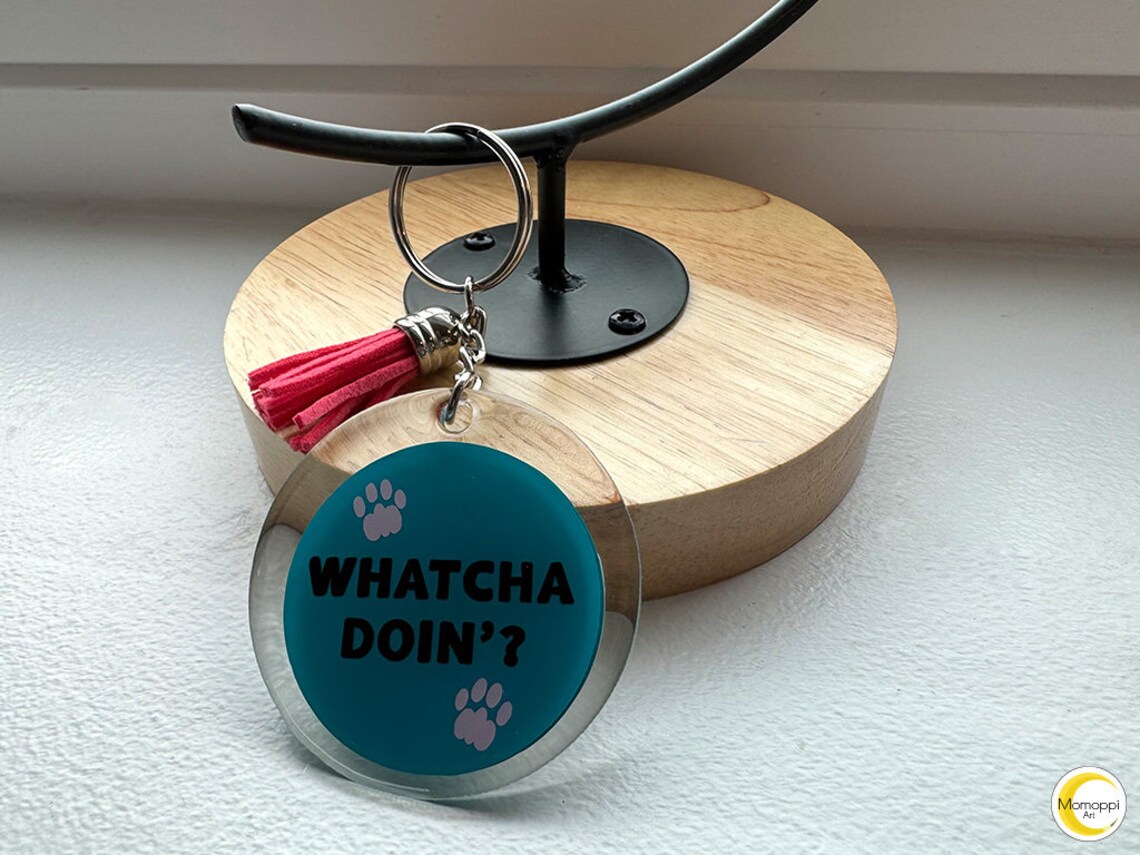 Whatcha Doin': Cute Cat Keychain Bag Accessory white Cat/green Eyes ...
