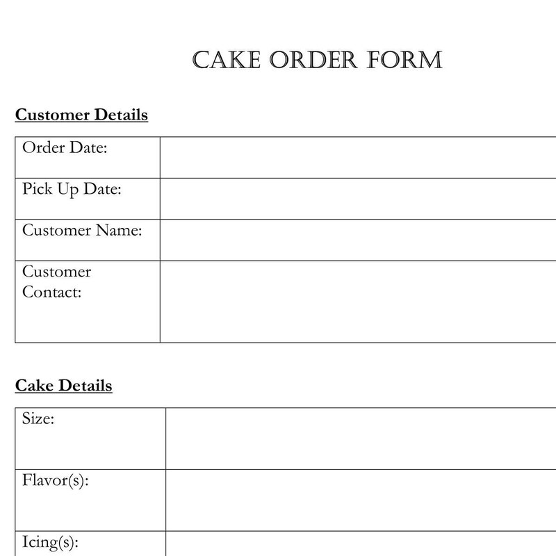 Cake Order Form - Etsy