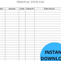 Tithe Log - Tithe Tracker - Instant Printable Tithing Donations Tracker ...