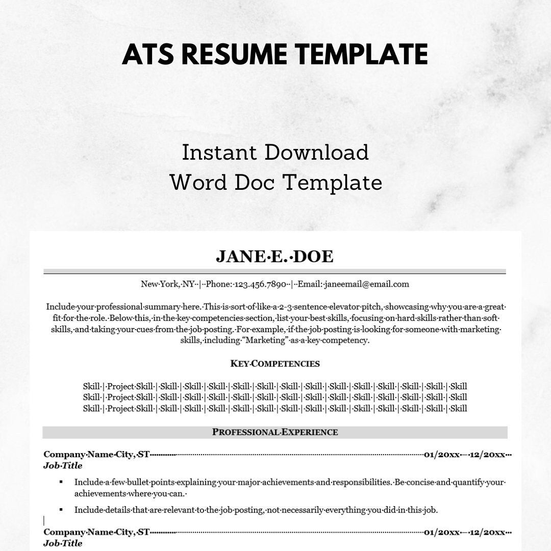 Classic Resume (ATS Resume Template) - Etsy