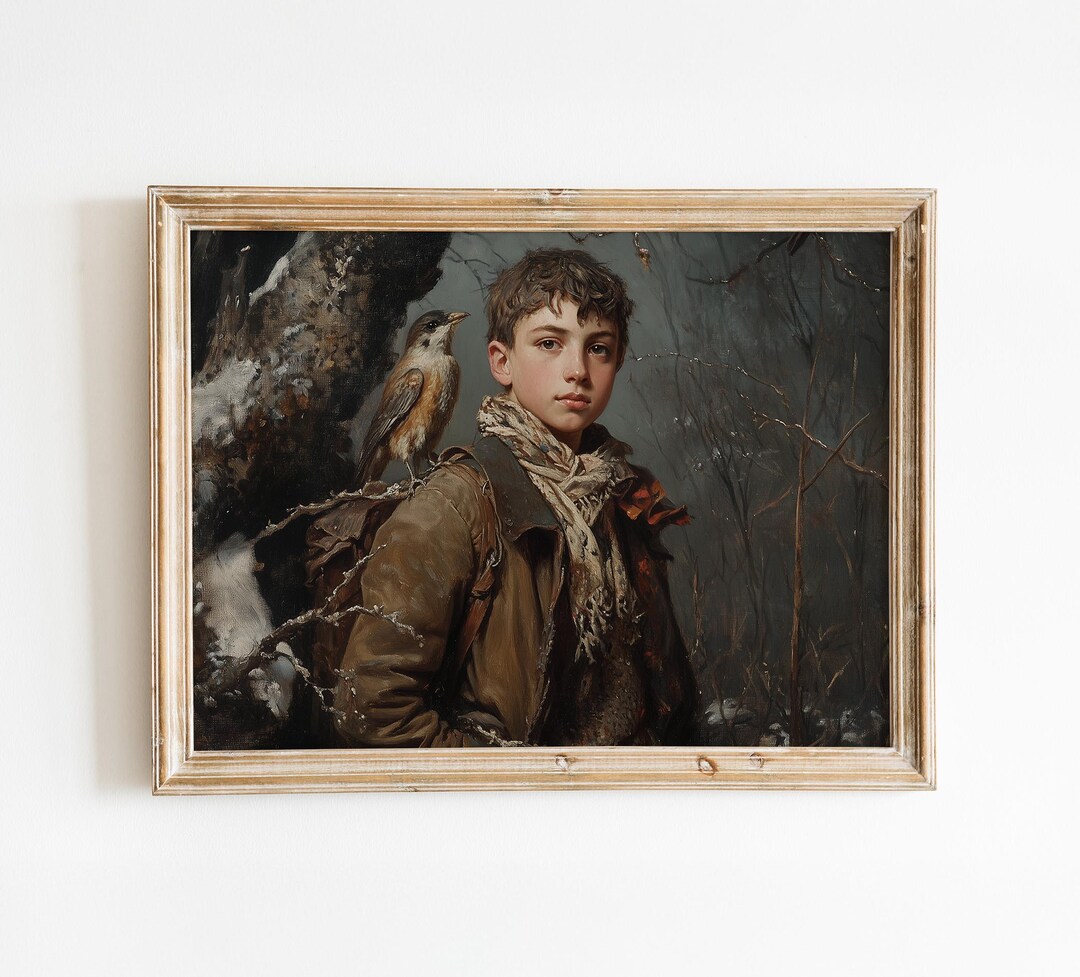 Vintage Hunter and Bird Oil Painting Art Print (digital Download) - Etsy