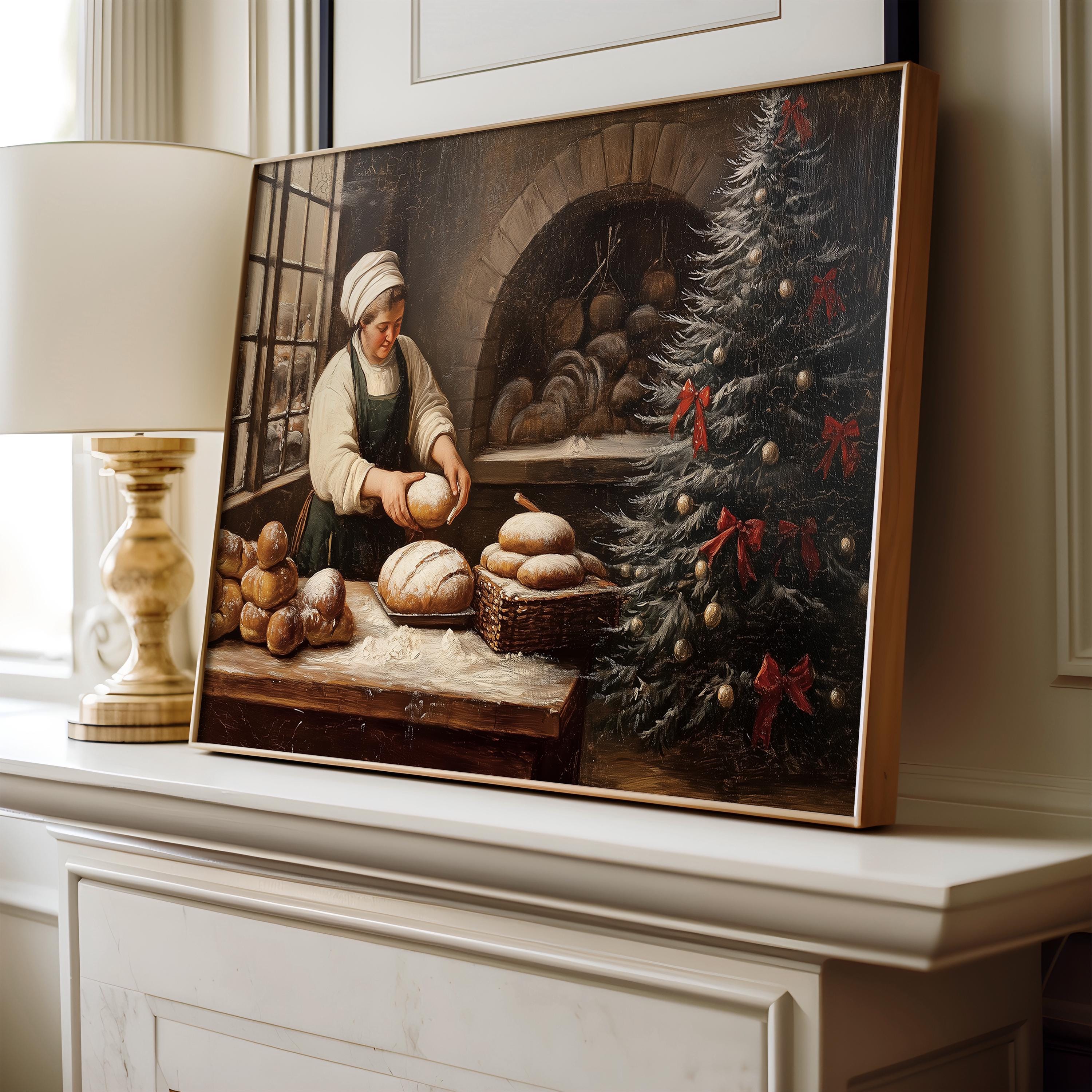 Charming Vintage Bakery Scene – Baker Kneading Bread, Digital Download ...
