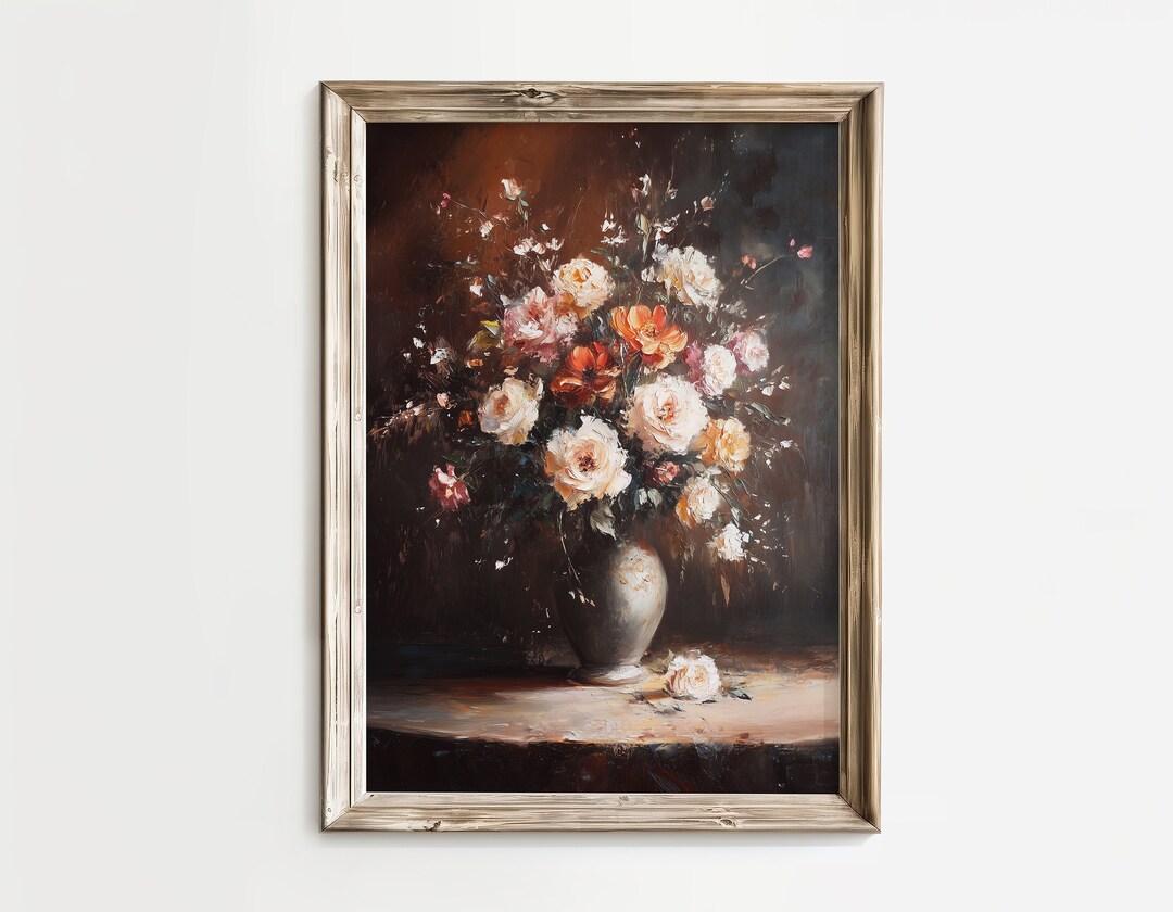 Timeless Garden Bouquet - Rustic Flower Illustration - Retro Flower Art ...