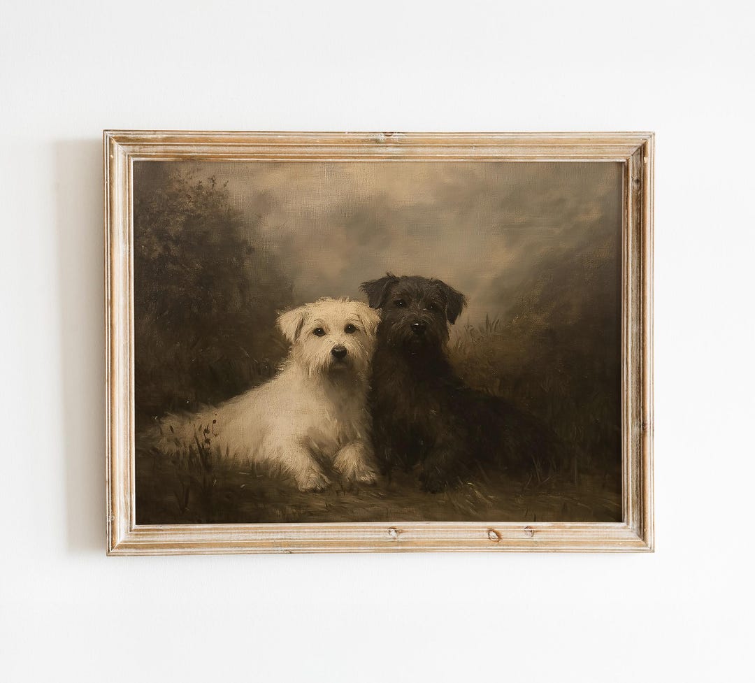 Vintage Terrier Dog Portrait: Rustic Farmhouse Print (digital Download ...