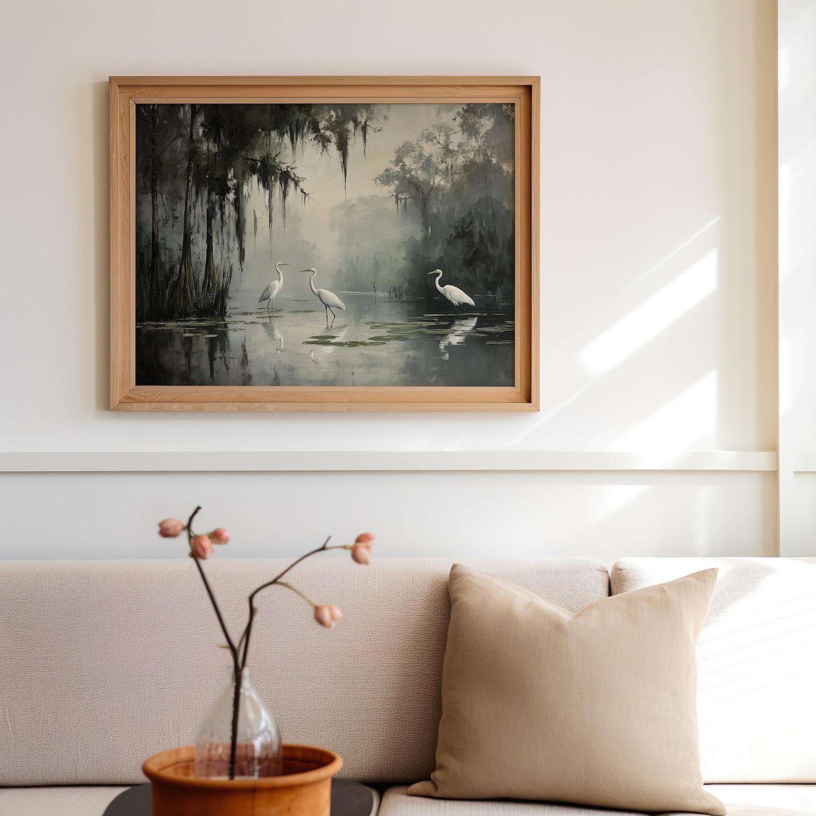 Southern Bayou Serenity: Vintage Cypress Trees & White Egrets Oil ...