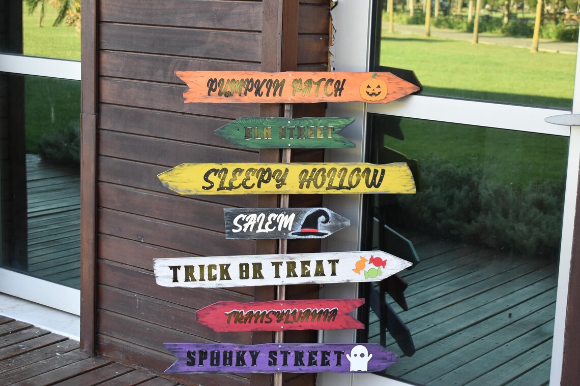 Halloween Directional Sign Individual Sign, Outdoor Halloween, Spooky ...