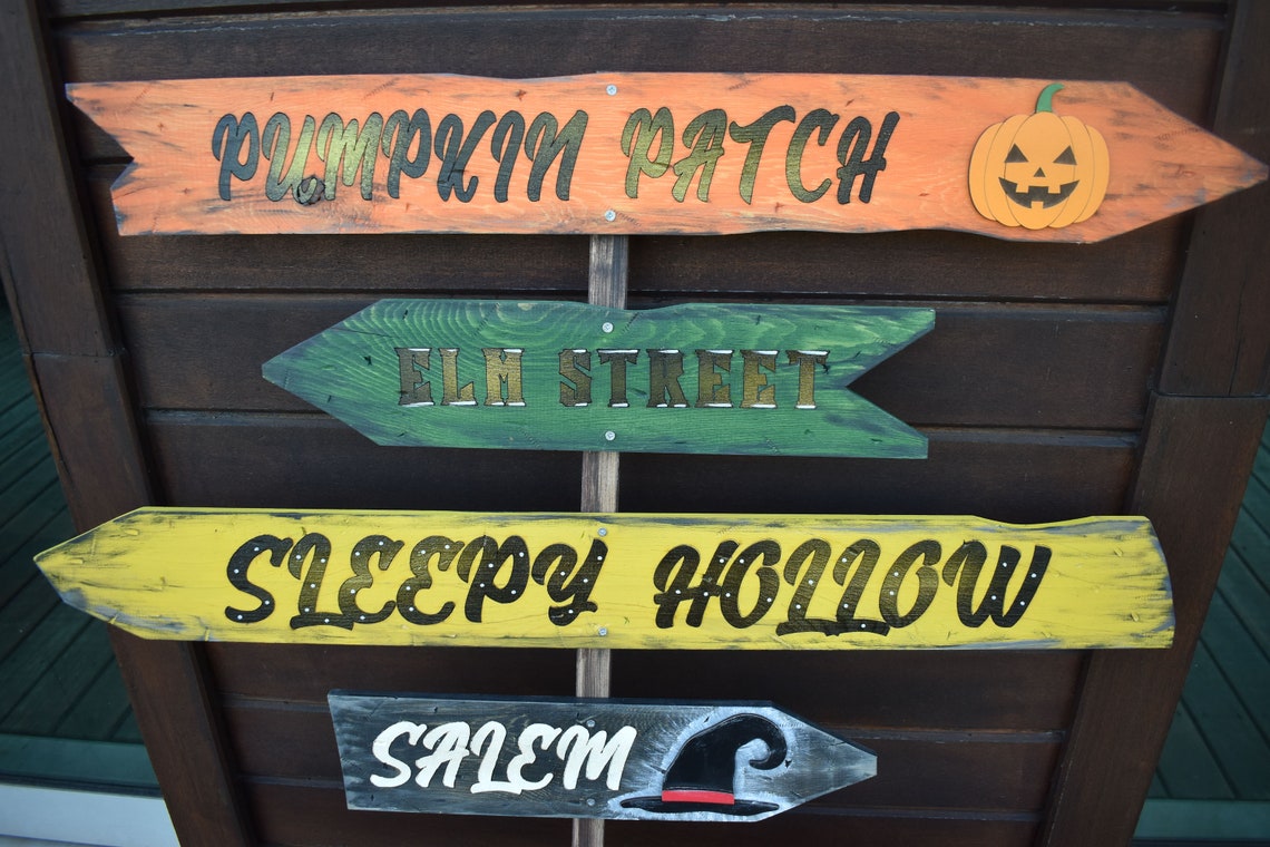 Halloween Directional Sign Individual Sign, Outdoor Halloween, Spooky ...