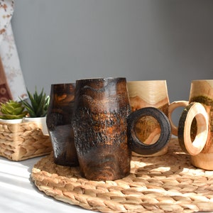 Natural Handmade Wooden Cup With Handle, Eco-friendly Wooden Coffee ...