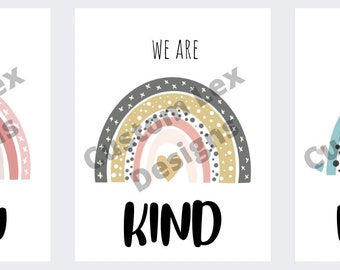 BOHO RAINBOW Numbers 1-10 Posters Neutral Rainbow Classroom Decor ...