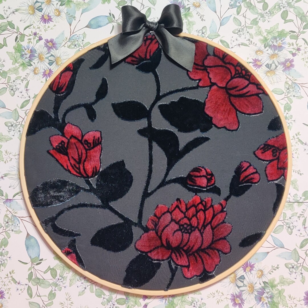 Enamel Pin Hoops - Burnout Velvet Roses - Etsy