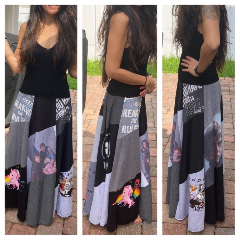 Custom Maxi Skirt Made From YOUR T-shirts! Long Skirt Made From YOUR ...