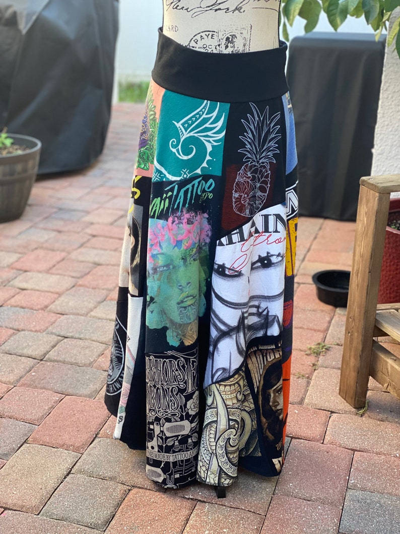 Custom Maxi Skirt Made From YOUR T-shirts! Long Skirt Made From YOUR ...