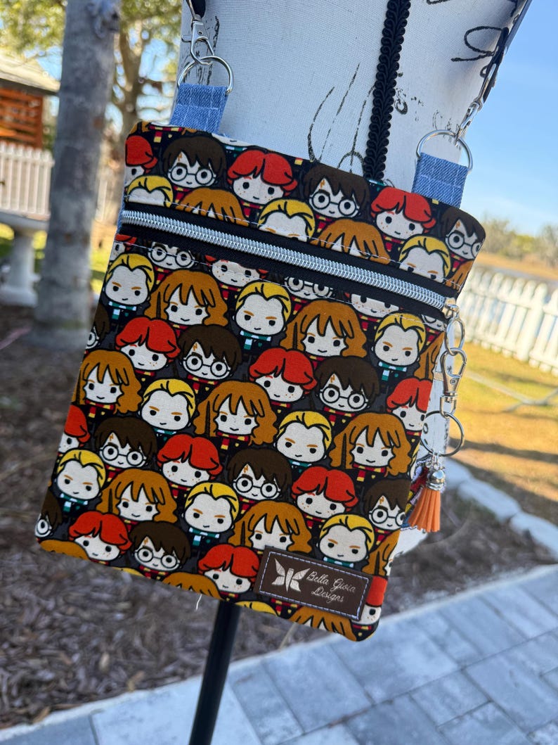 Harry Potter Inspired Chibi Characters Crossbody Bag | Upcycled Denim ...