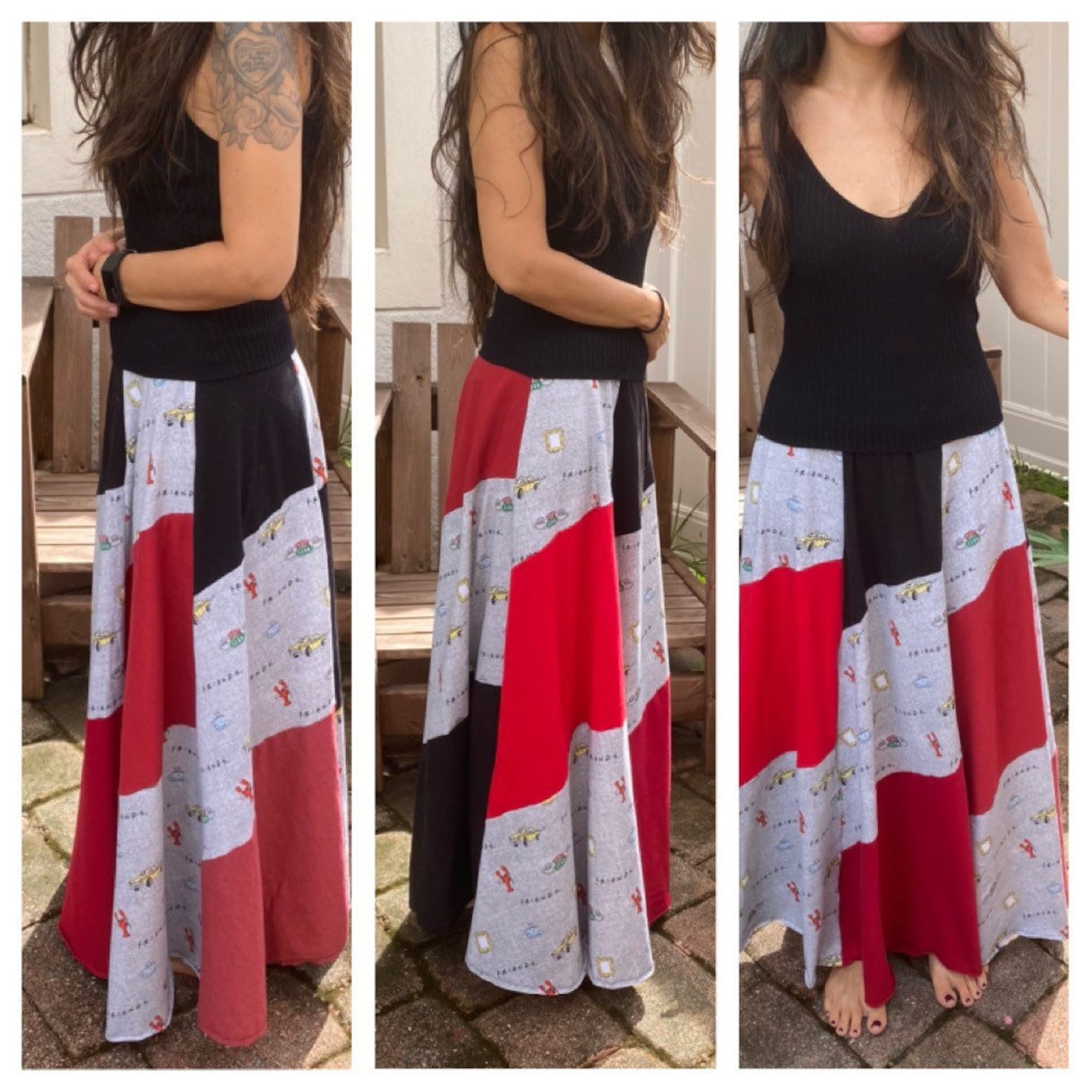Custom Maxi Skirt Made From YOUR T-shirts! Long Skirt Made From YOUR ...
