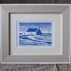 Hebridean Cottage Linocut Barra Mounted Print 10 X 8 Unmounted A5 - Etsy