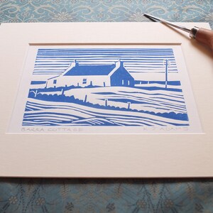 Hebridean Cottage Linocut Barra Mounted Print 10 X 8 Unmounted A5 - Etsy