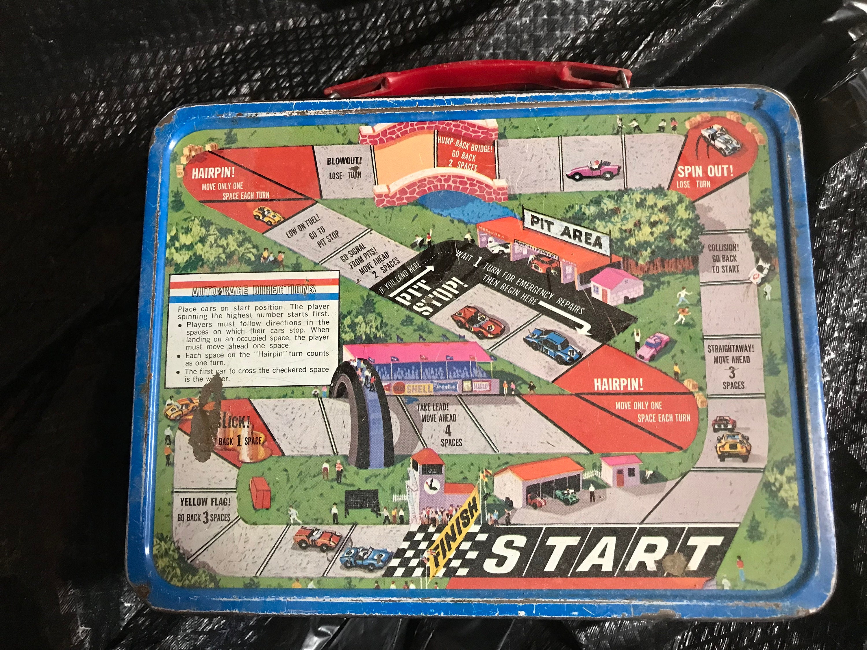 Vintage Auto Race Lunch Box - Etsy