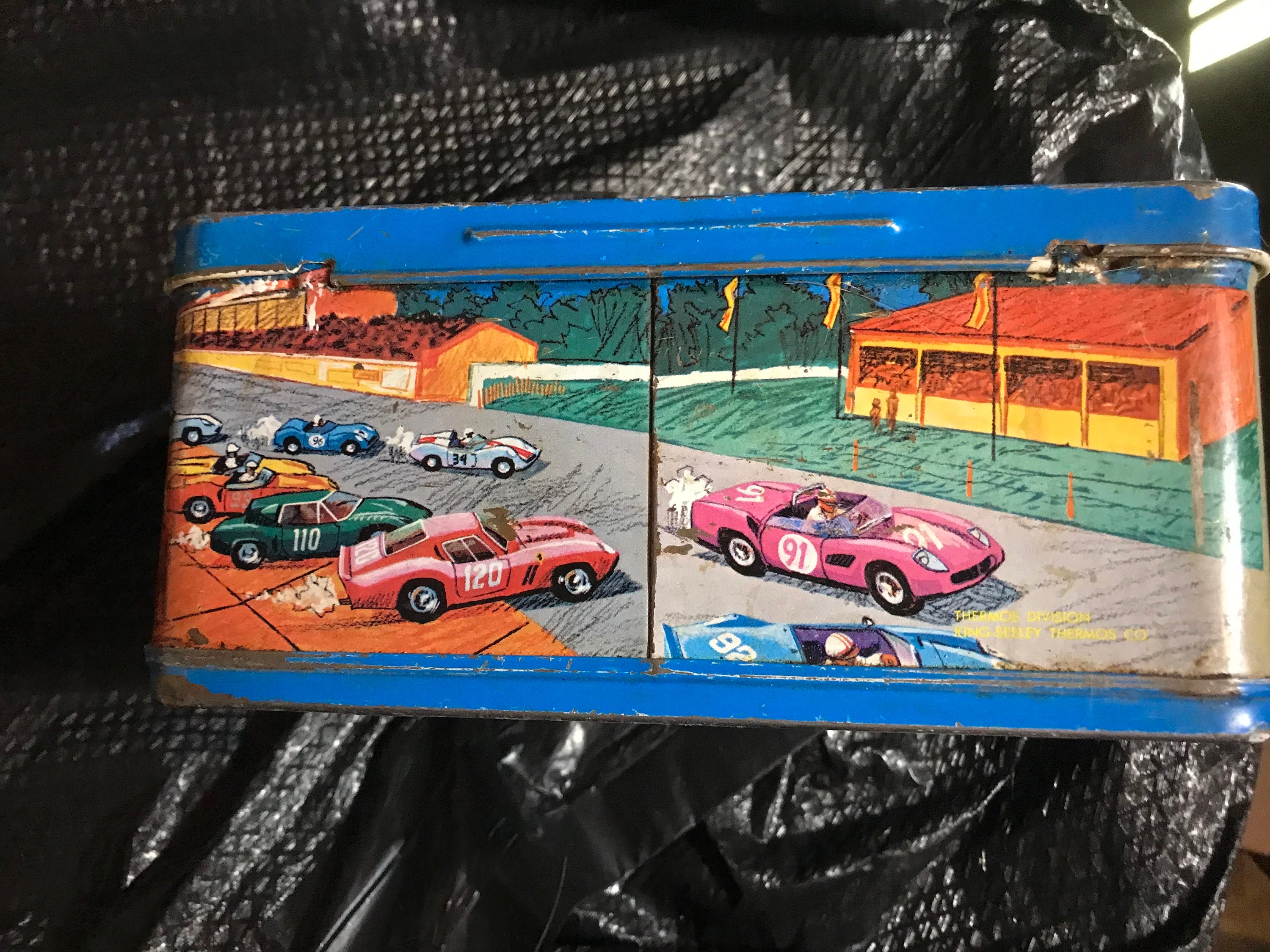 Vintage Auto Race Lunch Box - Etsy