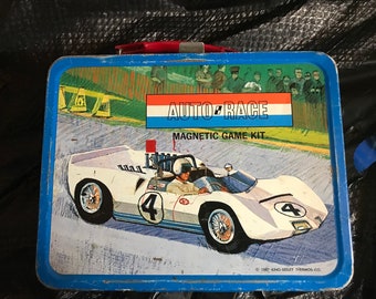 Vintage 1967 Auto Race Lunch Box and Thermos - Etsy