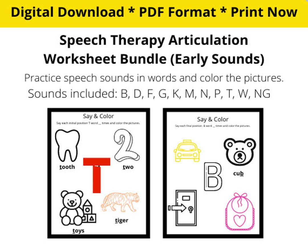 Speech Articulation Therapy Worksheets, Early Sounds, at Home Letter ...