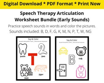 Speech Articulation Worksheets: Summer Practice & Color (PDF Download ...