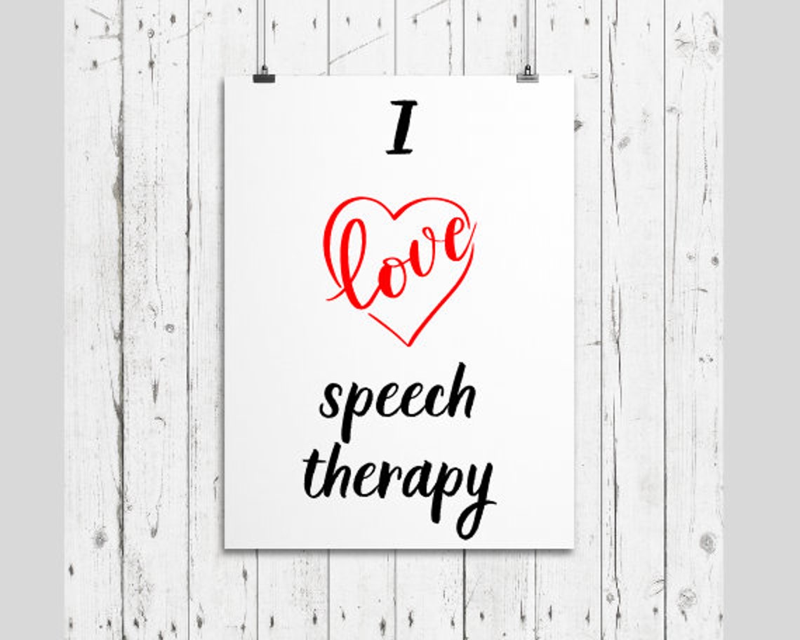 I Love Speech Therapy Poster, I Heart Speech Poster, SLP Wall Art ...