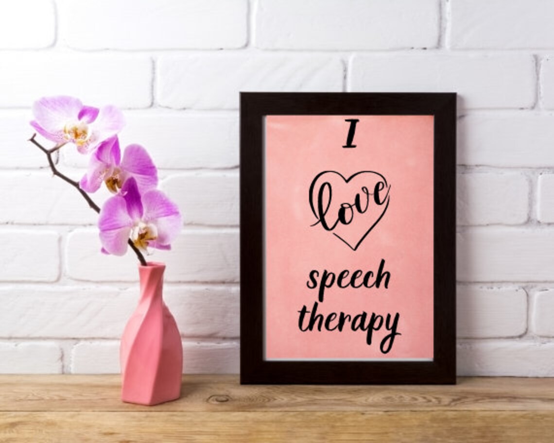 I Love Speech Therapy Poster, I Heart Speech Poster, SLP Wall Art ...