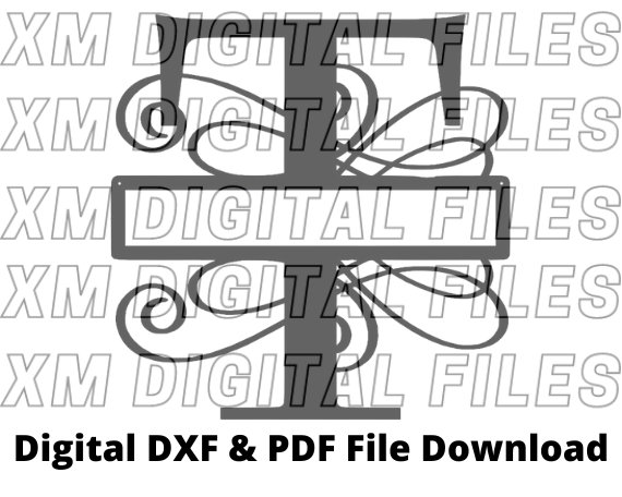 Monogram DXF File, Dxf Digital Download, Scaled DXF File, Wall Art File ...