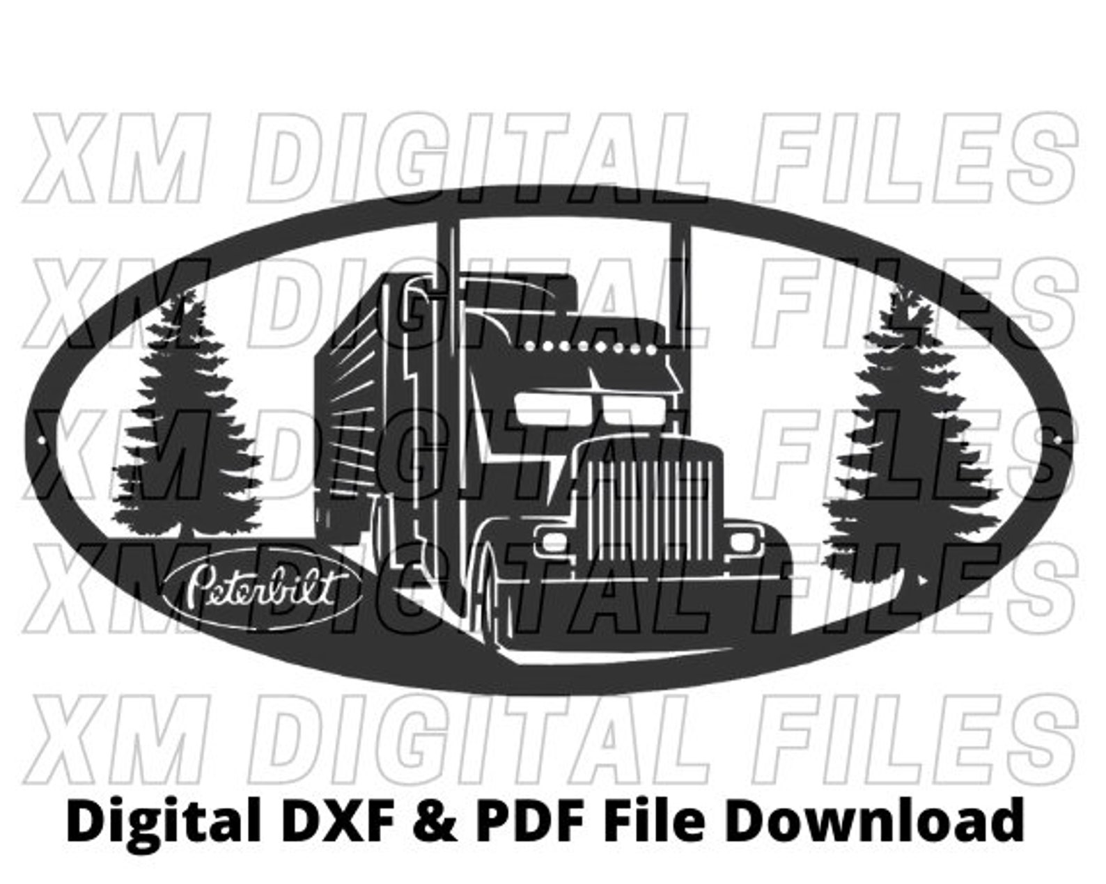 Peterbilt DXF File, Truck Dxf Digital Download, Scaled DXF File, Wall ...