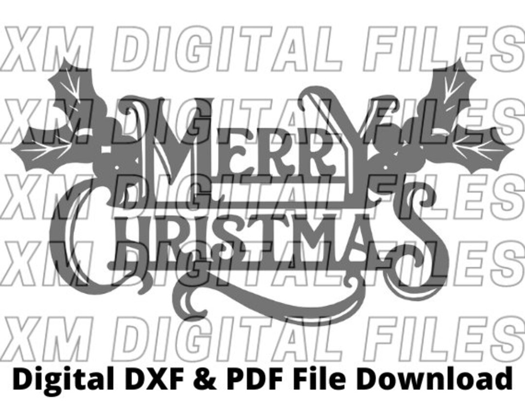 Merry Christmas DXF File, Dxf Digital Download, Scaled DXF File, Wall ...