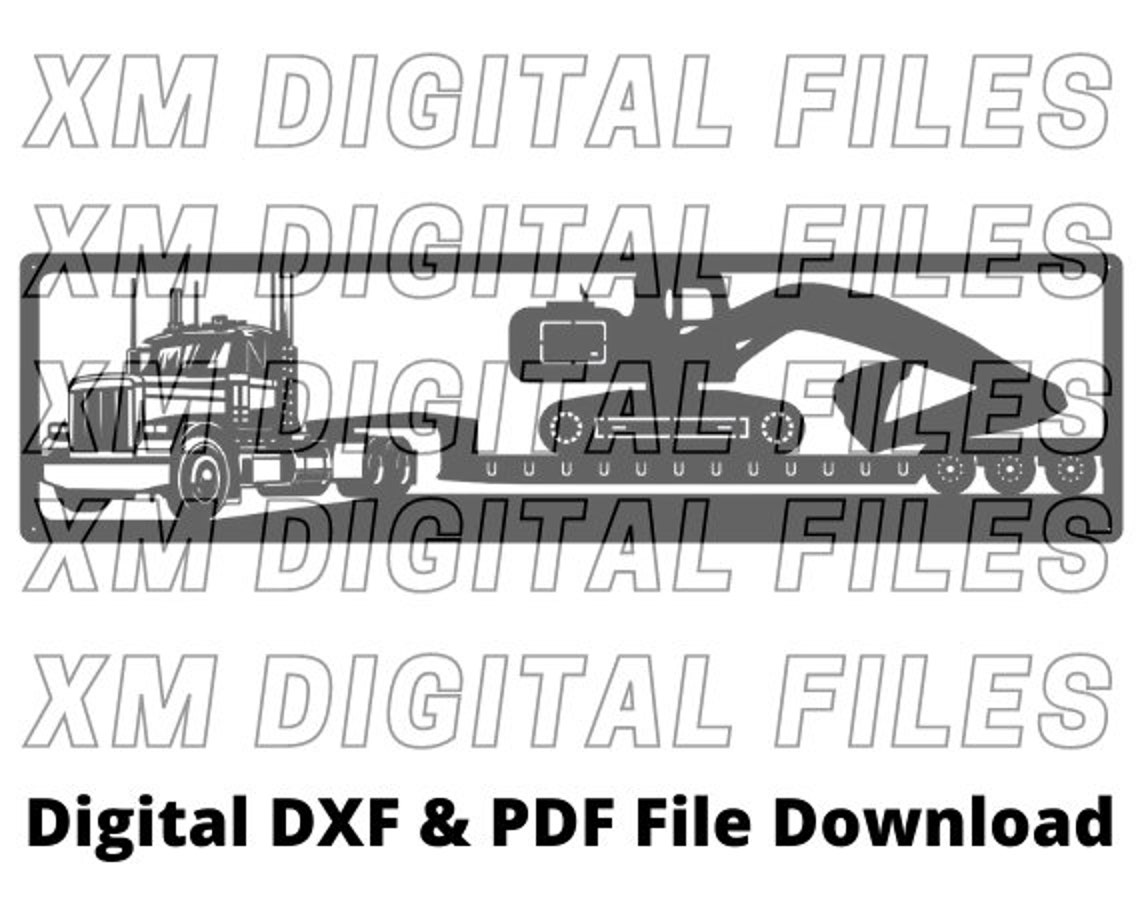 Truck With Excavator DXF File, Dxf Digital Download, Scaled DXF File ...