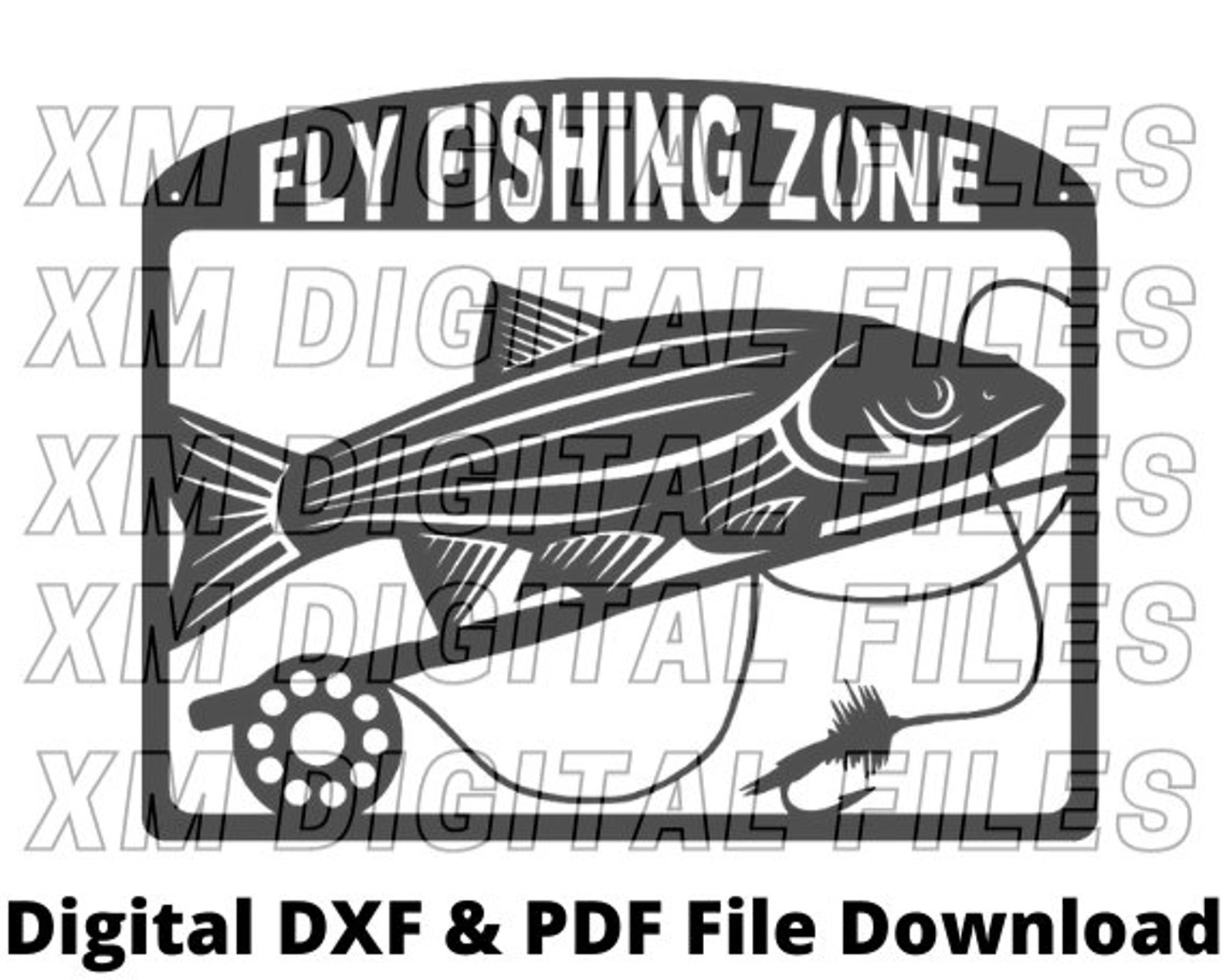 Fishing DXF File Dxf Digital Download Scaled DXF File Wall - Etsy Canada