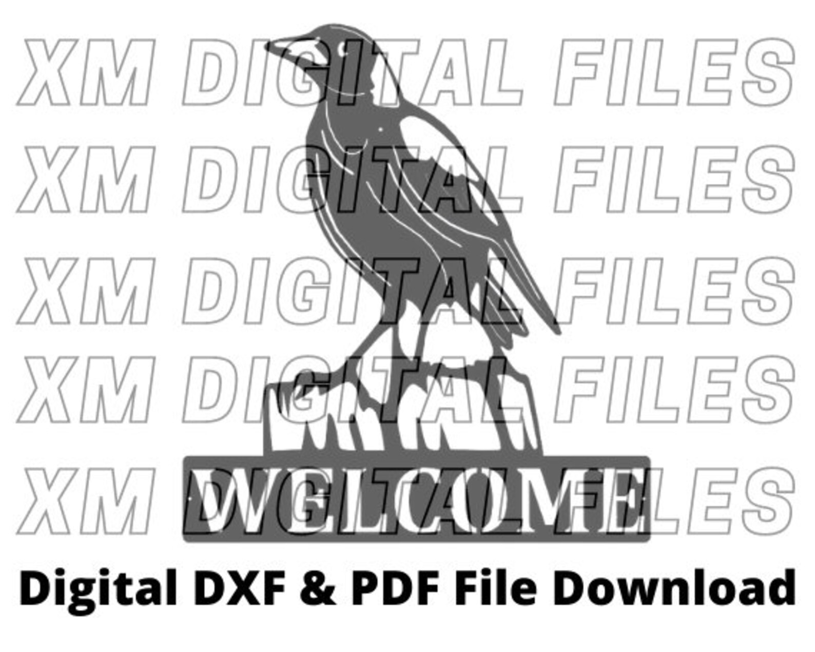 Crow Welcome Sign DXF File, Dxf Digital Download, Scaled DXF File, Wall ...