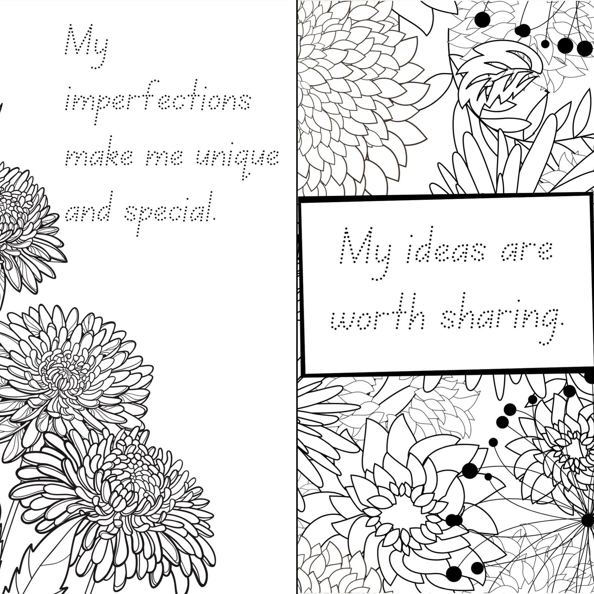 Coloring Book PDF Self Love Affirmations 10 Floral Designs With ...