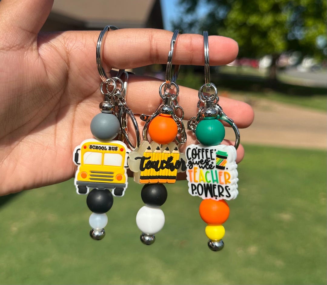 Teacher Keychains, School Keychains, Focal Bead Keychains, Silicone ...