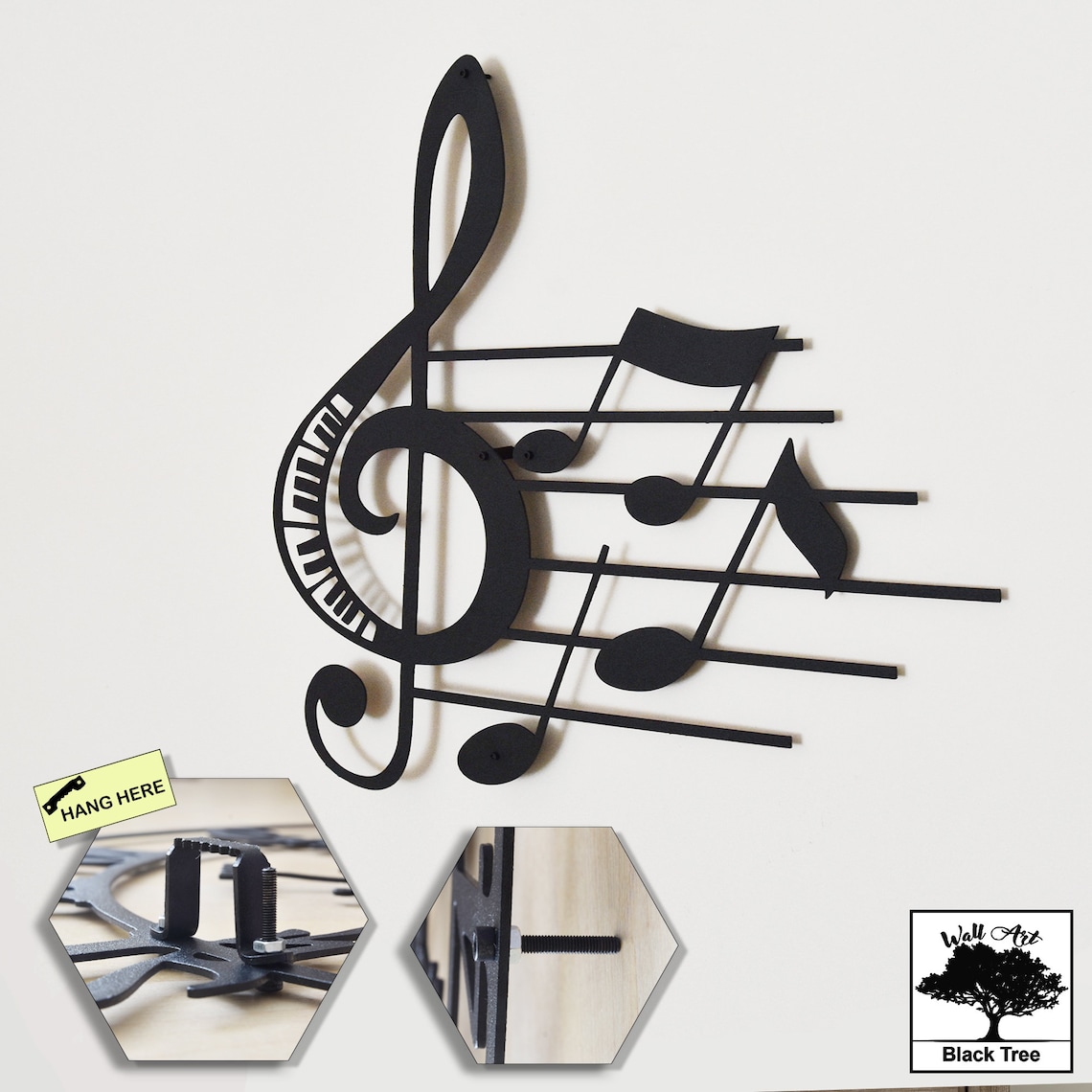Sol Key Music Notes Treble Clef With Music Notes Metal Music - Etsy