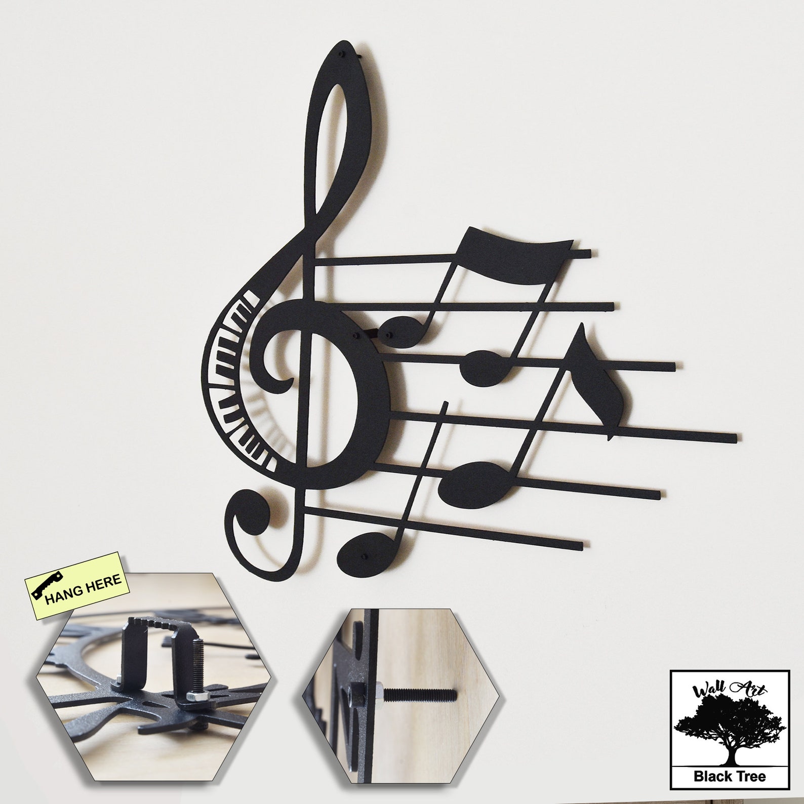 Sol Key Music Notes Treble Clef With Music Notes Metal Music - Etsy