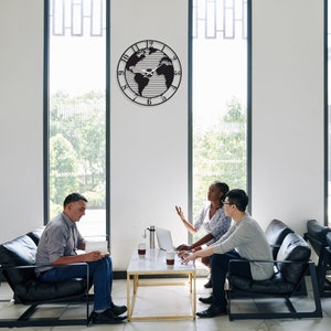 Oversize Metal World Map Wall Clock: Silent Office Decor - Etsy