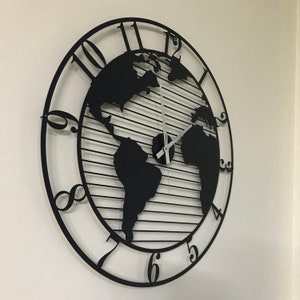 Oversize Metal World Map Wall Clock: Silent Office Decor - Etsy
