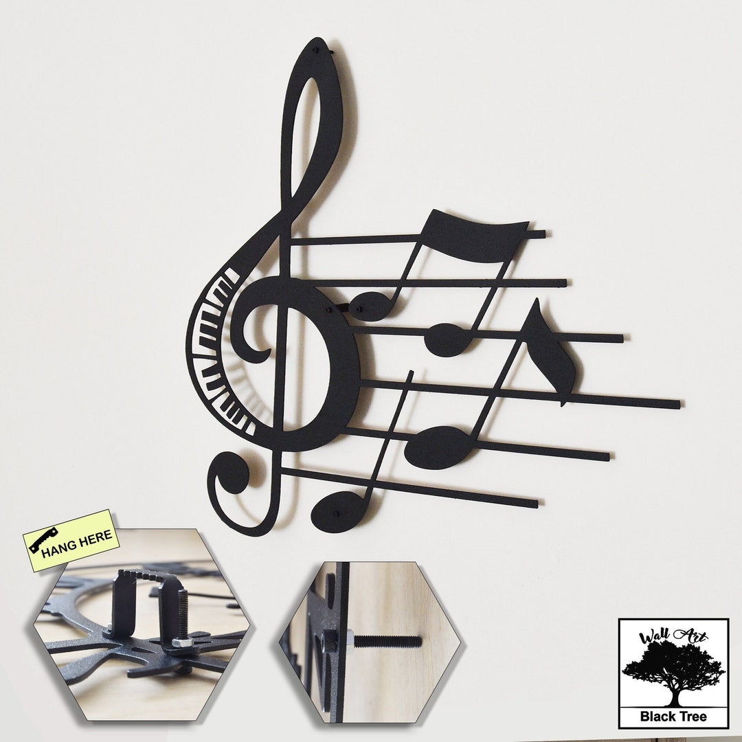 Sol Key Music Notes, Treble Clef With Music Notes, Metal Music Wall ...