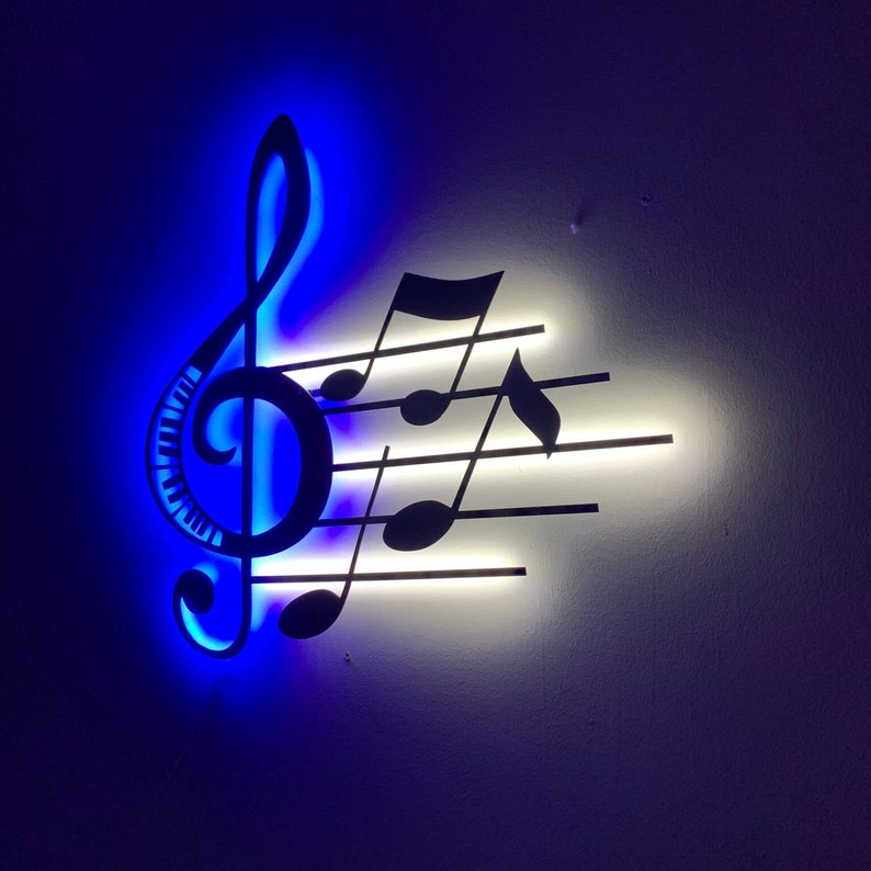 Treble Clef LED Sign: Metal Music Notes Wall Art - Etsy UK