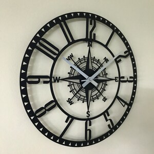 Metal Compass Wall Clock: Oversized Silent Decor - Etsy