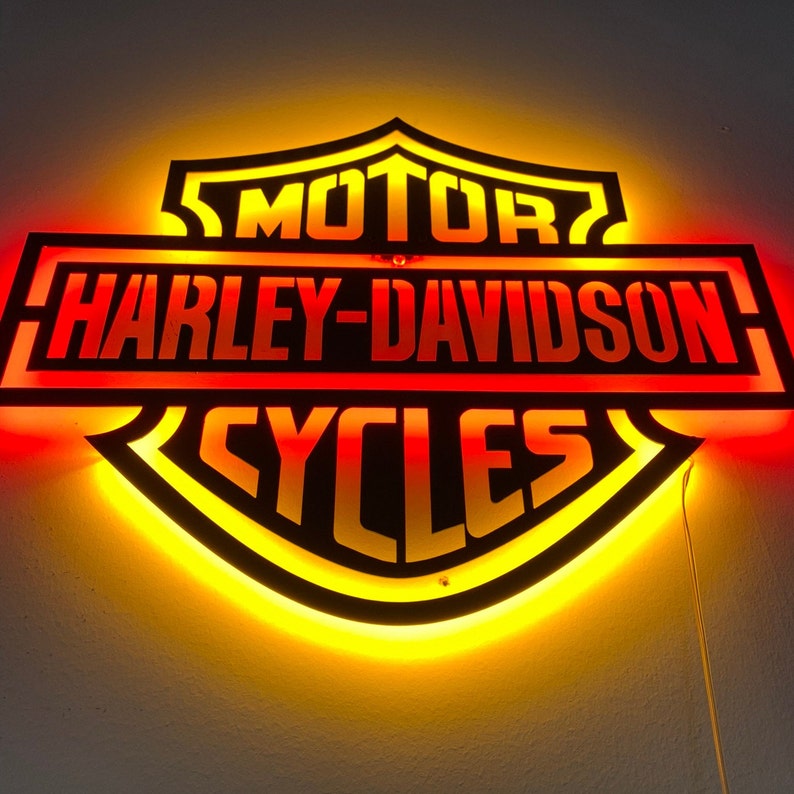 Harley Davidson Metal Led Wall Sign Harley Davidson Led - Etsy