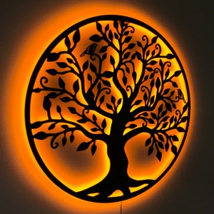 LED Lighted Tree of Life Metal Wall Art: Modern Home Decor - Etsy