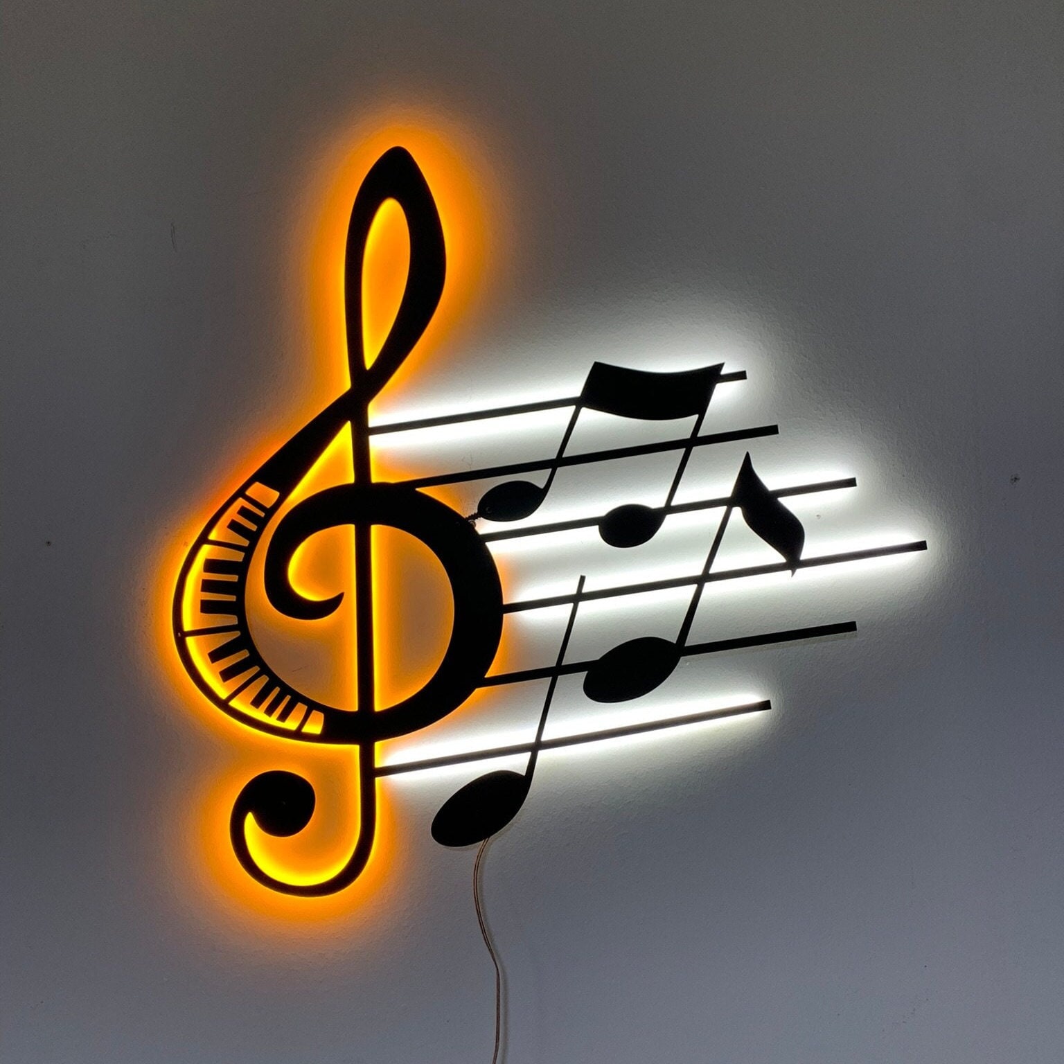 Treble Clef LED Sign: Metal Music Notes Wall Art - Etsy UK