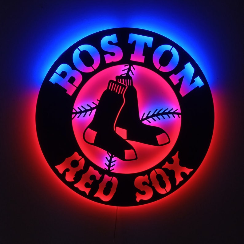 Handmade Boston Red Sox LED Metal Sign: Baseball Wall Decor - Etsy