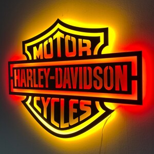 Harley Davidson Metal Led Wall Sign Harley Davidson Led - Etsy