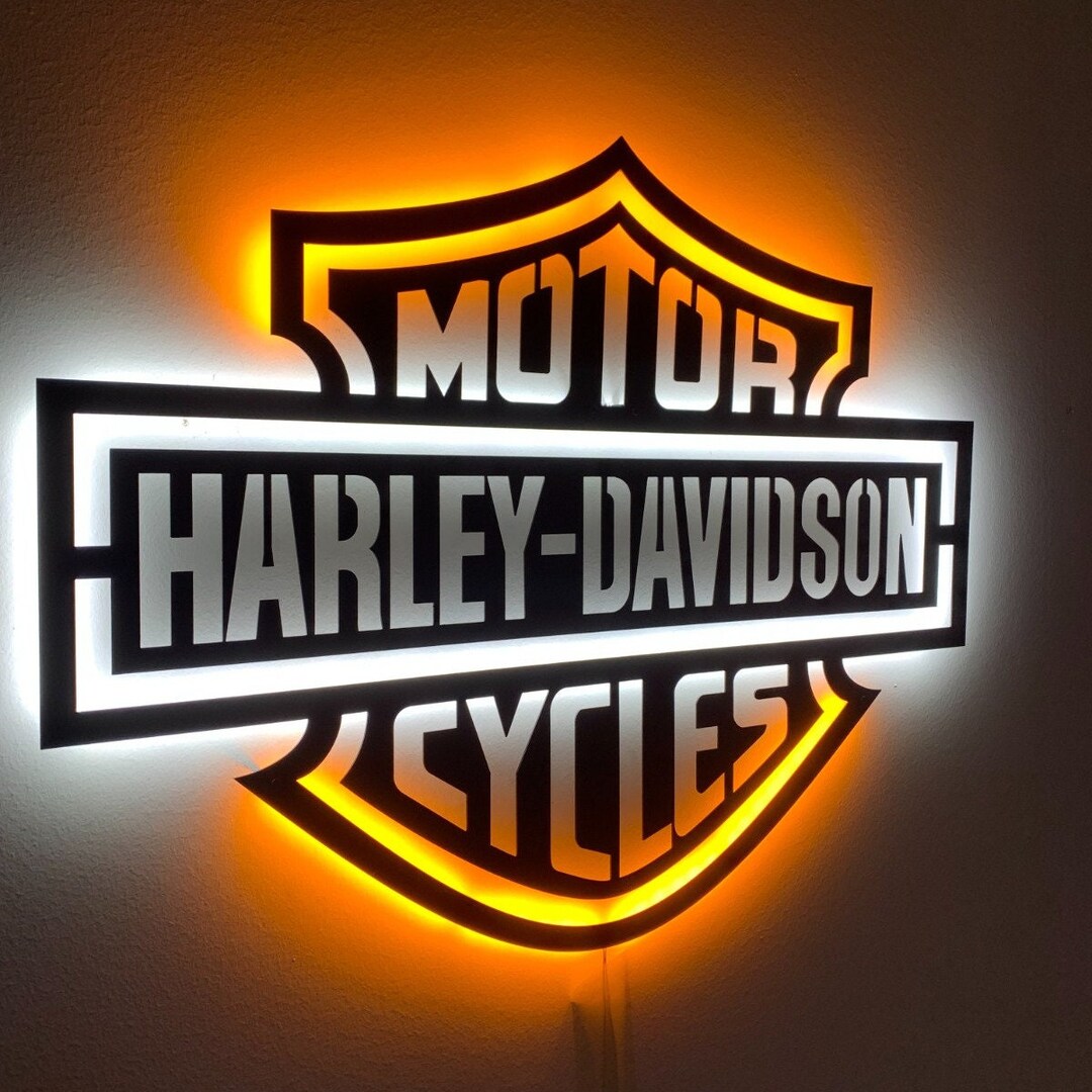 Harley Davidson Metall Led Wandschild Harley Davidson Led - Etsy.de