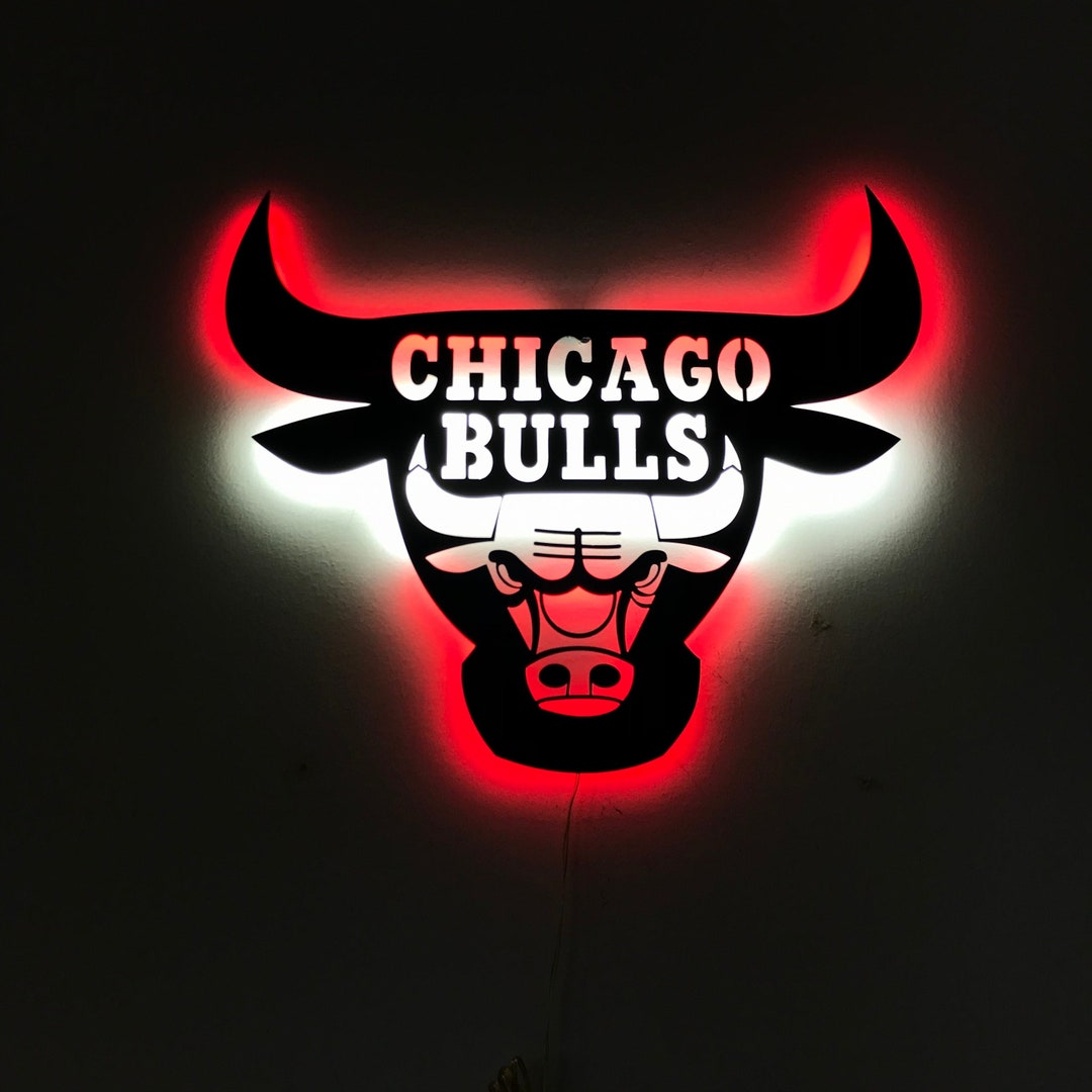 Chicago Bulls Led Sign, Chicago Bulls Neon Sign, Led Lighted Metal Wall ...