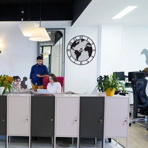 Oversize Metal World Map Wall Clock: Silent Office Decor - Etsy